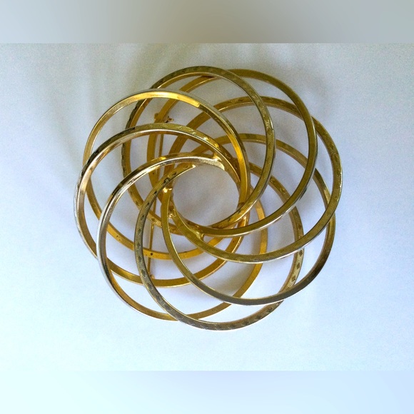 Jewelry | Vintage Gold Tone Spiral Brooch Huge 3 | Poshmark